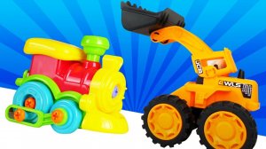 Pretend play cars, train and excavator toy - Cars videos
