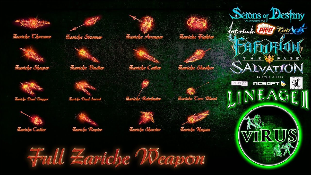Full Set of Zariche Weapons. LINEAGE II - FAFURION. Any Chronicles ◄√i®uS►