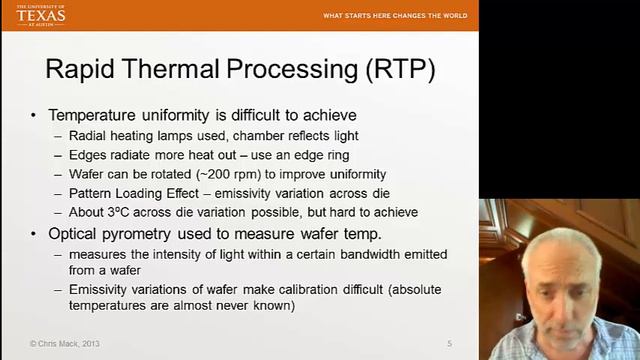Lecture 19 (CHE 323) Rapid Thermal Processing (RTP)