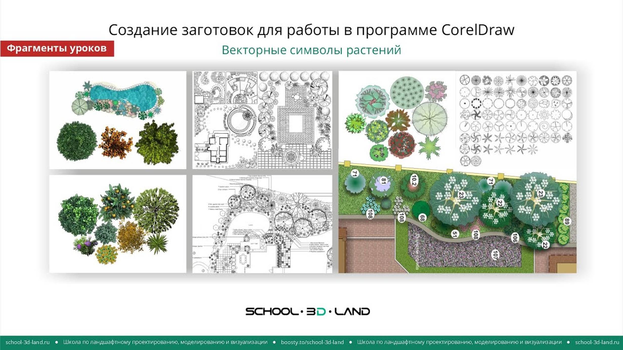 CD11-13. Создание заготовок в CorelDraw. Векторные символы растений. Части 1-2-3 (фрагменты)