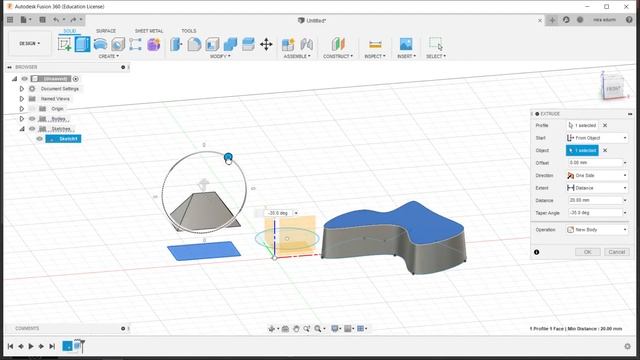 09. Fusion 360. Панель  Create . Инструмент  Extrude