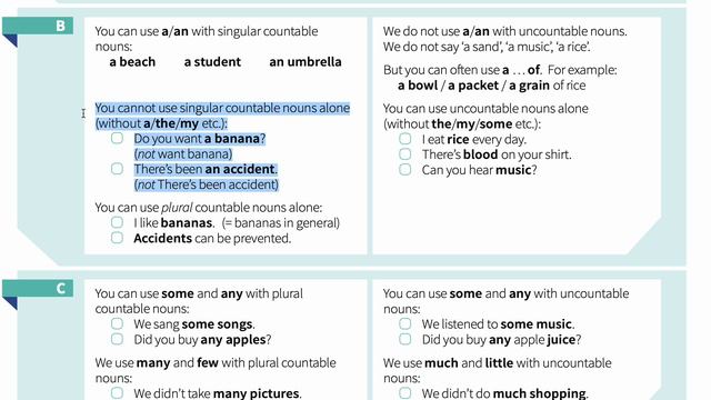 69. Countable, uncountable nouns