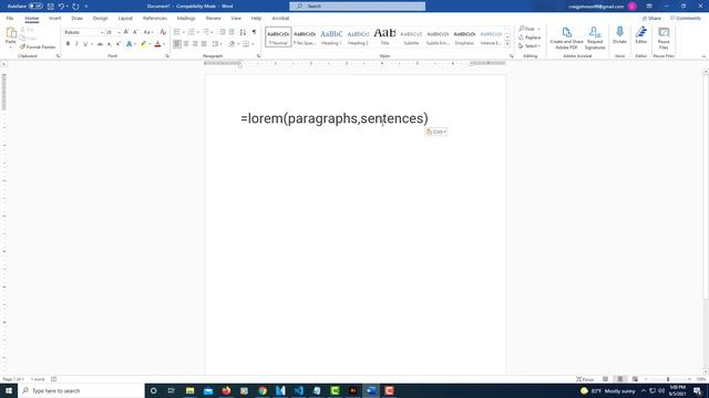 Microsoft Word: How To Add Lorem Ipsum Text To A Word Document ...