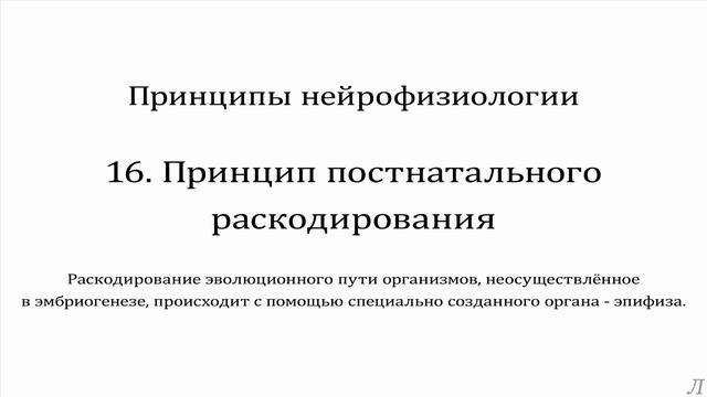 9.16 Принципы нейрофизиологии. Принцип постнатального раскодирования