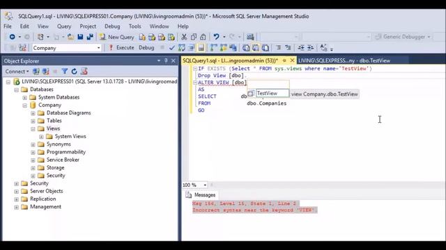 MS SQL - Fix Error - Incorrect syntax near the keyword 'VIEW' - смотреть видео онлайн от «БД ...