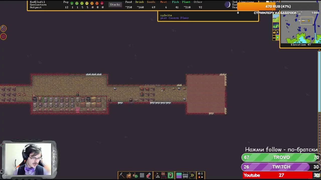 Новичок строит крепость дварфов | Общаюсь с чатом | Dwarf Fortress: Steam Edition 2022