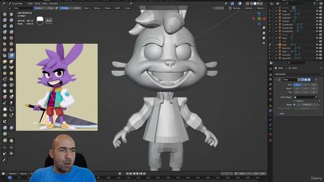 12 - Combining meshes and cleaning the head