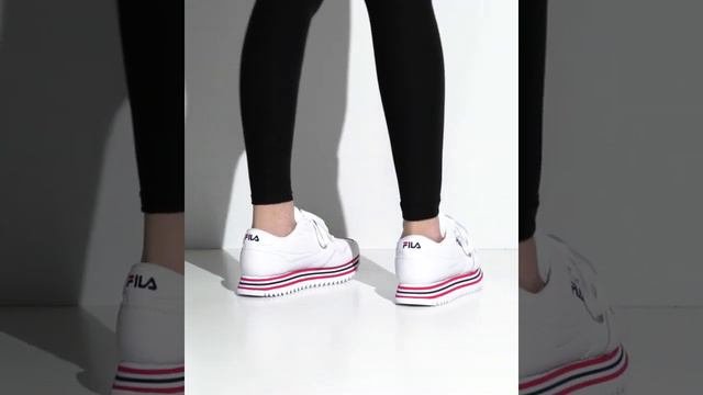 FILA Orbit Stripe White, Red & Navy Platform Shoes