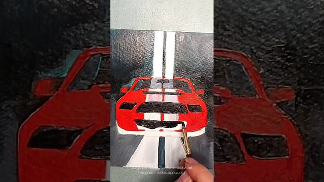 Рисунок спортивной машины акриловыми красками