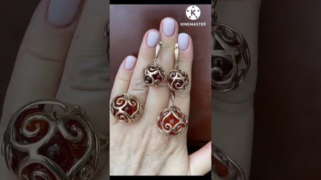 WOW ? КАКИЕ ЯРКИЕ! Серьги, кольцо и кулон. Янтарь. Серебро