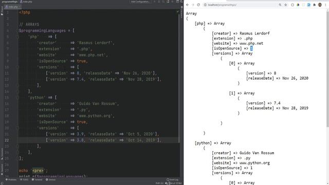 12 PHP Array Data Type - Indexed, Associative & Multi-Dimensional Arrays - Full PHP 8 Tutorial