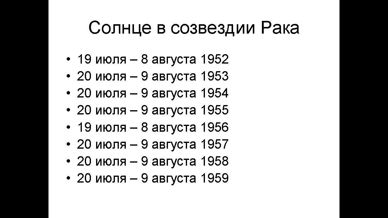 Солнце в созвездии Рака