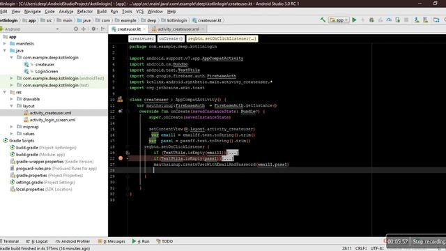 Create User Firebase Kotlin Android App смотреть онлайн видео от 
