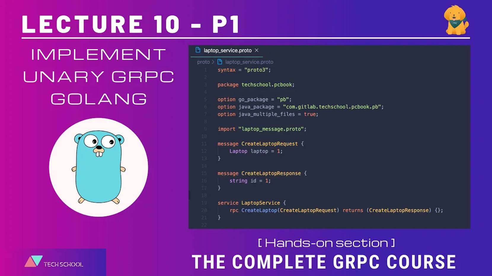 TECH SCHOOL - [gRPC #10.1] Implement unary gRPC API - Golang