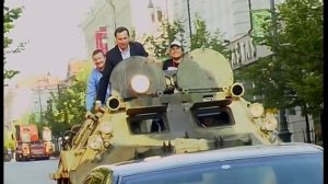 Vilnius Mayor A.Zuokas Fights Illegally Parked Cars with Tank