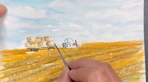 Easy Watercolor Landscape Lesson (2 Tips included). The Tractor.