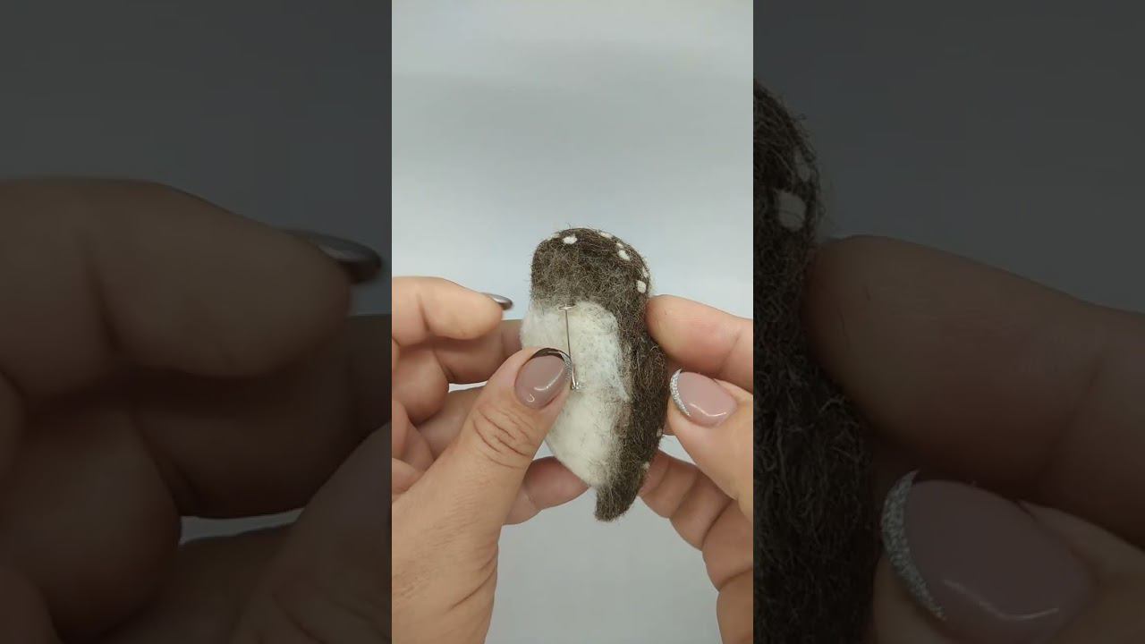Сыч. Войлочная брошь.