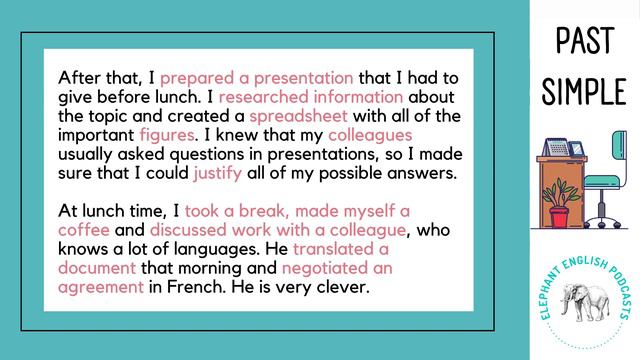 PAST SIMPLE Story about Routines at Work using REGULAR and IRREGULAR ...