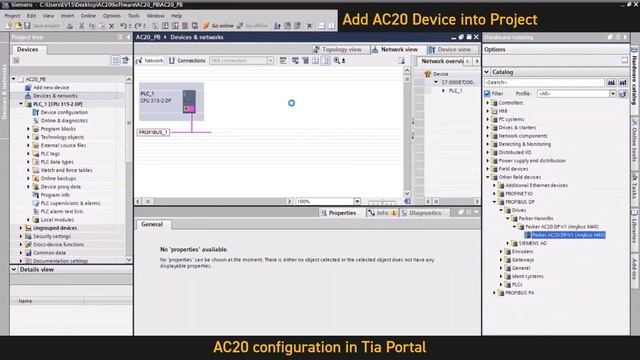 Parker Hannifin Profibus DP Communication AC20 VFD and Siemens S7-300 TIA Portal