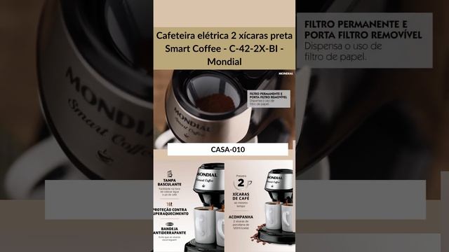 010 Cafeteira elétrica 2 xícaras preta Smart Coffee   C 42 2X BI   Mondial