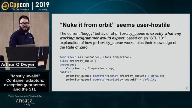 CppCon 2019_ Arthur O'Dwyer “_Mostly Invalid__ flat_map, Exception Guarantees, and the STL”