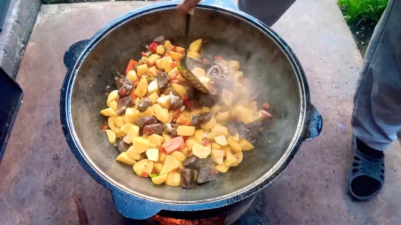 Готовим картофель на казане !!! Часть1