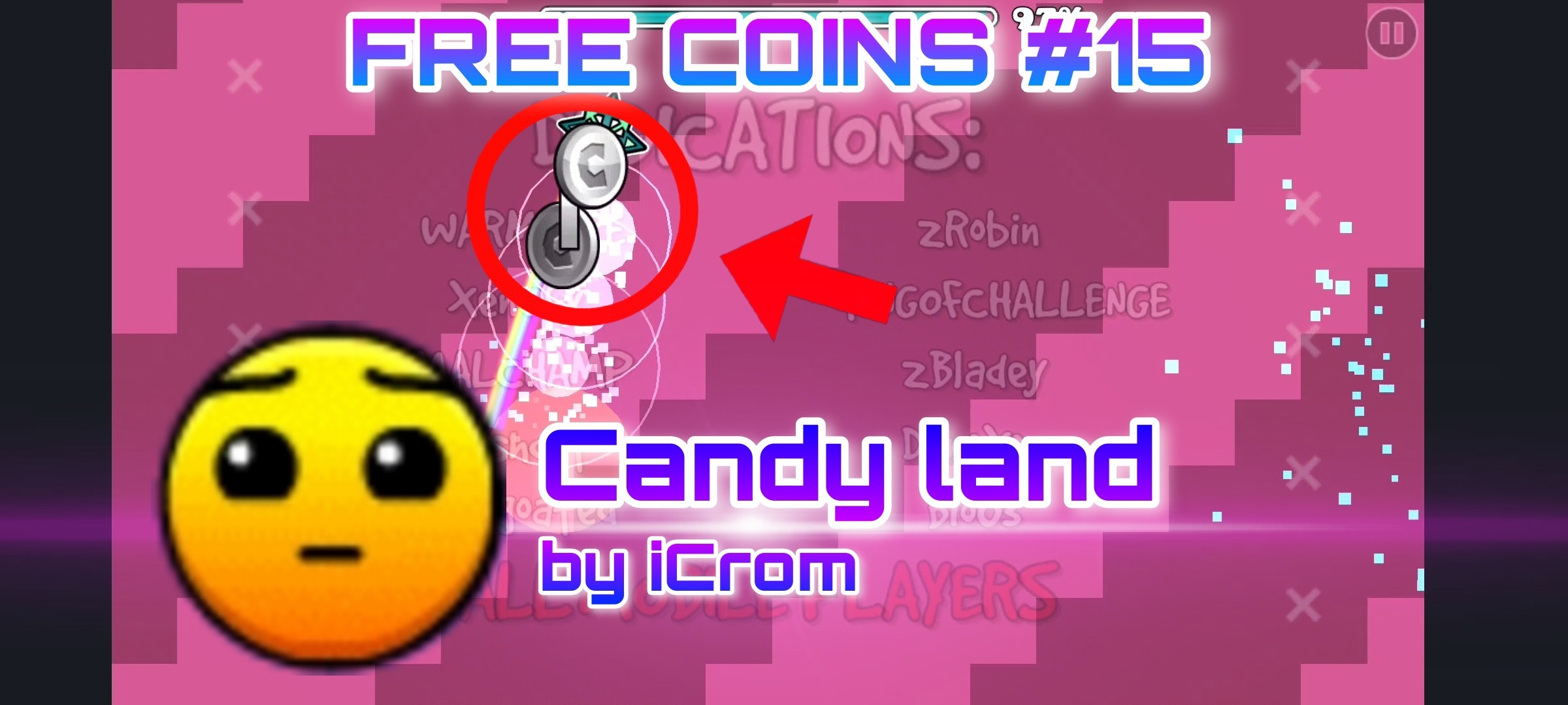 БЕСПЛАТНЫЕ МОНЕТЫ #15: Candy land by iCrom (Hard 5*) [3 coins] | Geometry Dash