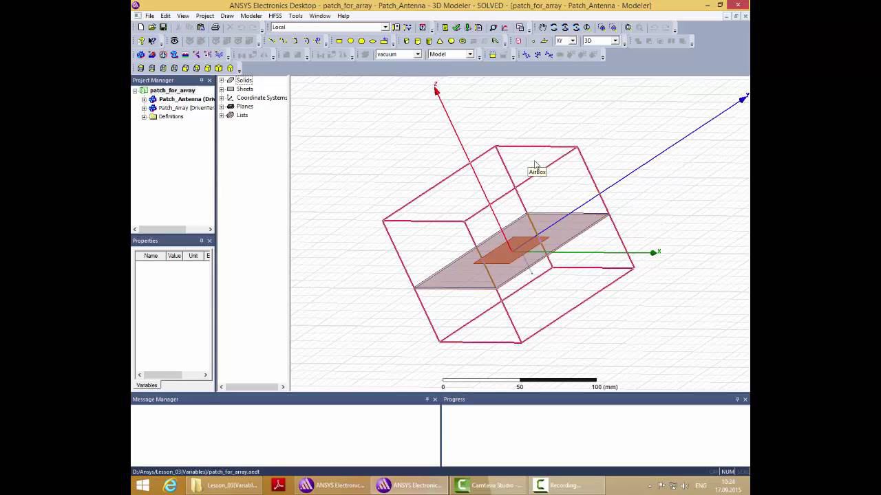 Использование переменных в Ansys HFSS