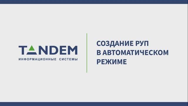 5.15 Создание РУП в автоматическом режиме