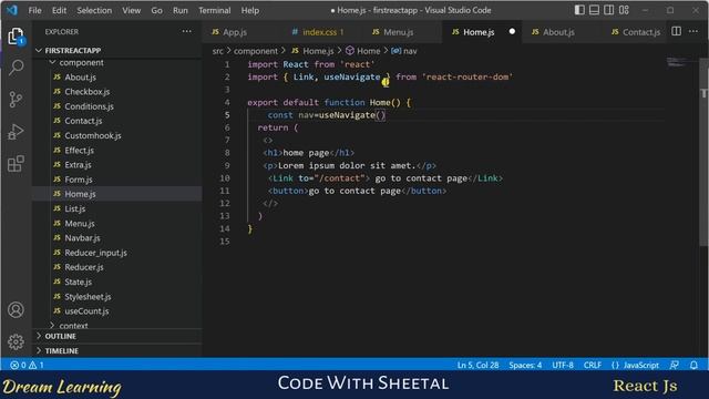 How to Provide a Link to a Button in react | useNavigate Hook in Hindi ...