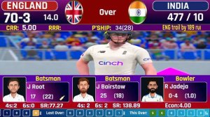 Live IND Vs ENG 5th Test Match Day 2 | Cricket Match Today | IND vs ENG live 2nd innings #livescore