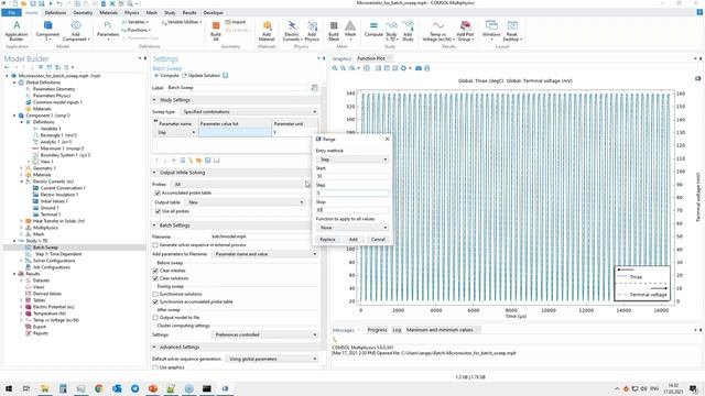 Batch _ Batch sweep_ Пакетный режим запуска исследований в COMSOL Multiphysics