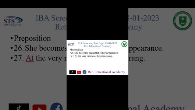 Preposition in Past Papers | Use of Preposition in English Grammar | Preposition for Entry Test