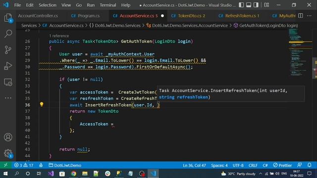 Part-2 A Demo On JWT Access Token And Refresh Token Authentication In | NET6 Web API – смотреть ...