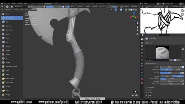 With sound - Axe - Detailed Game Objects - P5 -  Start sculpting handle and straps