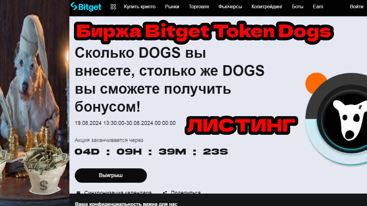 Биржа Bitget Токен Dogs