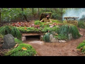 Строим постоянное скрытое каменное убежище, чтобы выжить |  секретный вход в землянку