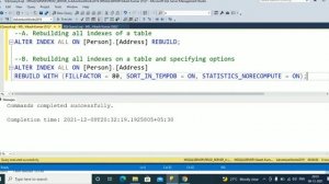 How to rebuild all indexes of a table SQL server