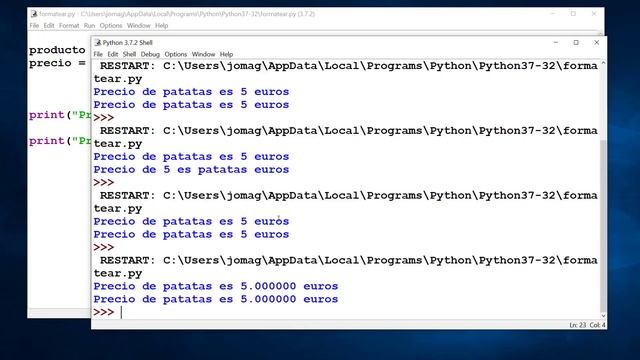 Python - Nivel 11 - Reto 12 - Dar formato con operador de formato % y con el método format ...
