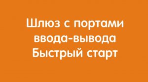 Шлюз с портами ввода-вывода "Автон": Быстрый старт