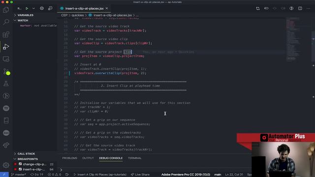 5. Insert Clips Onto Your Timeline PART 2 Using the PREMIERE PRO API