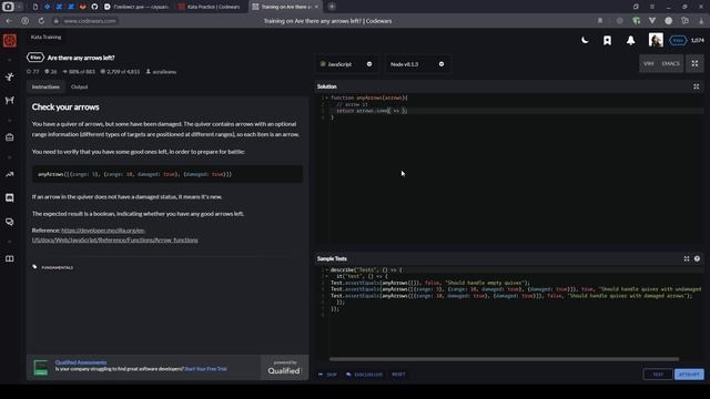 Задачки с Codewars - 8 kuy - Are there any arrows left