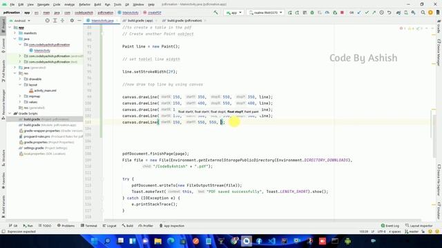 Create Table in PDF File in Android Studio | Draw table without any ...