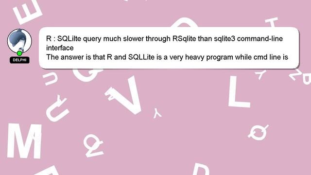R : SQLilte query much slower through RSqlite than sqlite3 command-line interface – смотреть ...