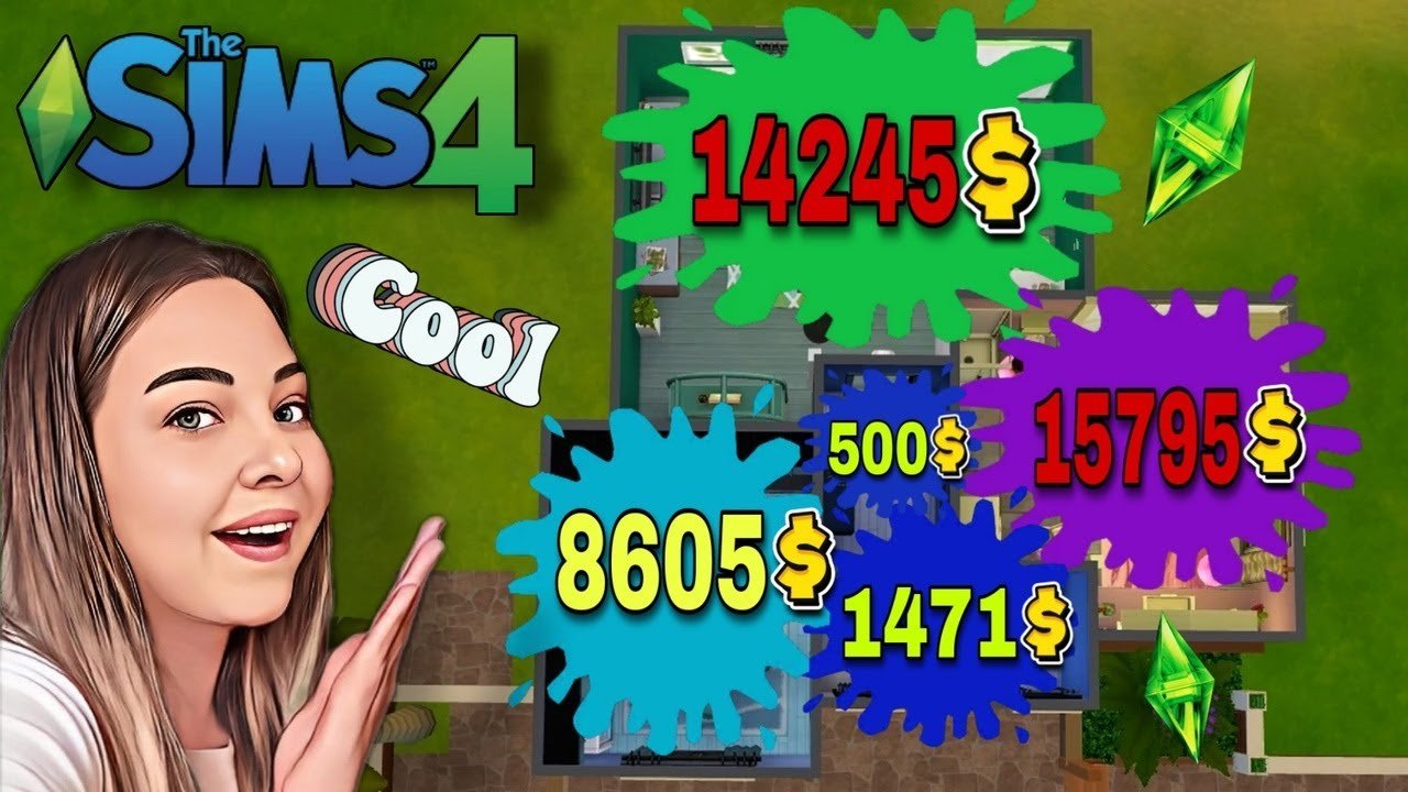 построила дом где комнаты разного цвета и на разное количество денег(the sims 4)