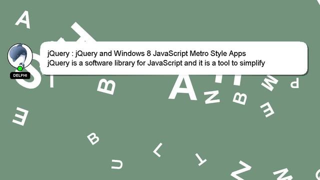 jQuery : jQuery and Windows 8 JavaScript Metro Style Apps – смотреть онлайн видео от JavaScript ...