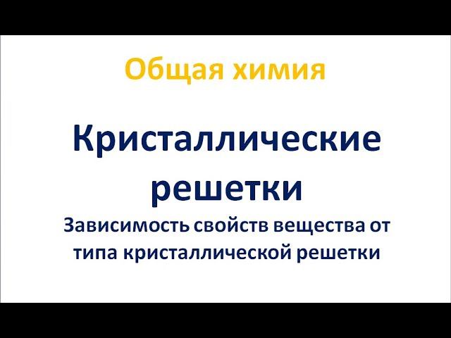 Типы кристаллических решеток