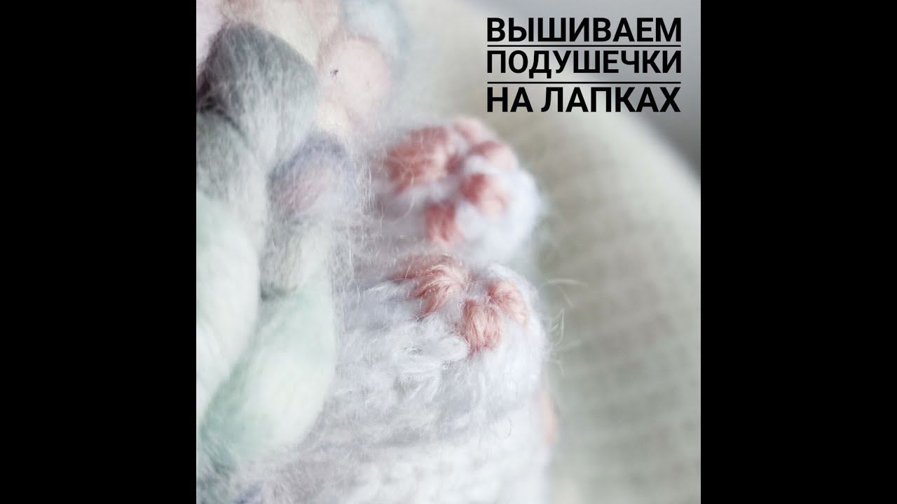Вышиваем подушечки на лапках. Мк "Спящий котёнок".