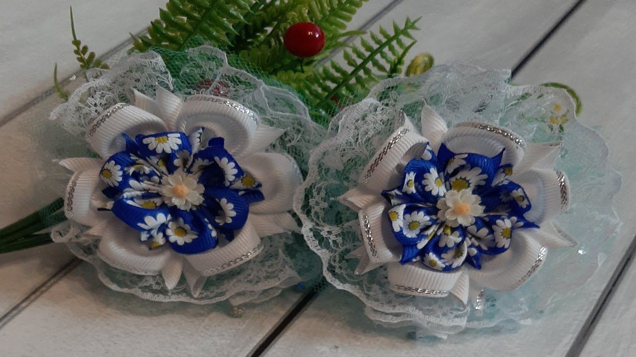 МК. Такие не повторимые и очень красивые бантики из репсовой ленты 4 см. Шьются за полчала.