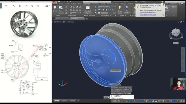 3D Rim Tire Design Tutorial With AutoCAD For Beginner - смотреть видео ...